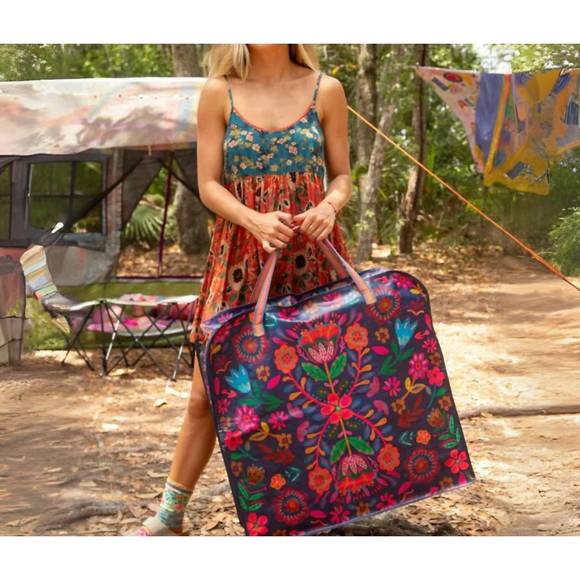 NATURAL LIFE | Bags | New Natural Life Xl Zip Tote Bag In Indigo Folk ...